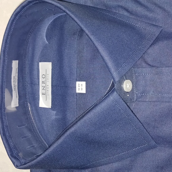 Enro | Shirts | Enro Mens Long Sleeve Button Down Shirt Cotton Neck 65 Size 32 33 Nwt Navy ...